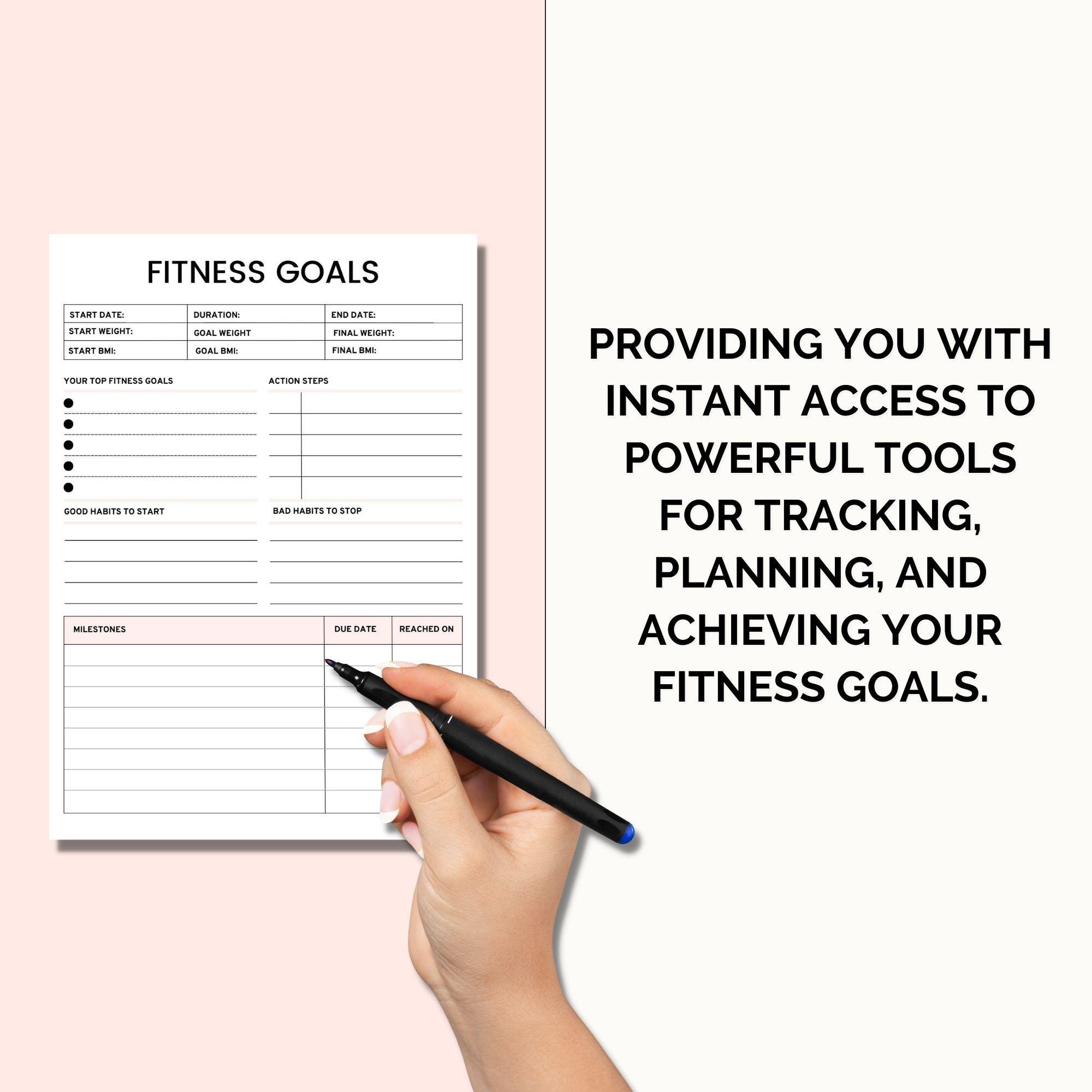 Printable Health and Fitness Journal, Weight Loss Tracker, Fitness ...