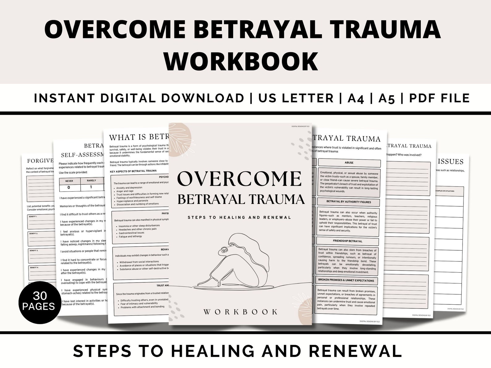 Betrayal Trauma Workbook Printable, Trauma Healing Journal, Therapy ...