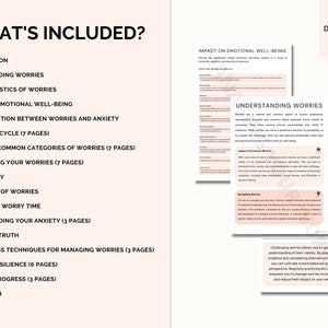 Managing Your Worries Worksheets, Anxiety Therapy Workbook, CBT ...