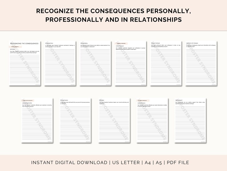 Imposter Syndrome Worksheets, Self Sabotage Workbook, Overcome ...