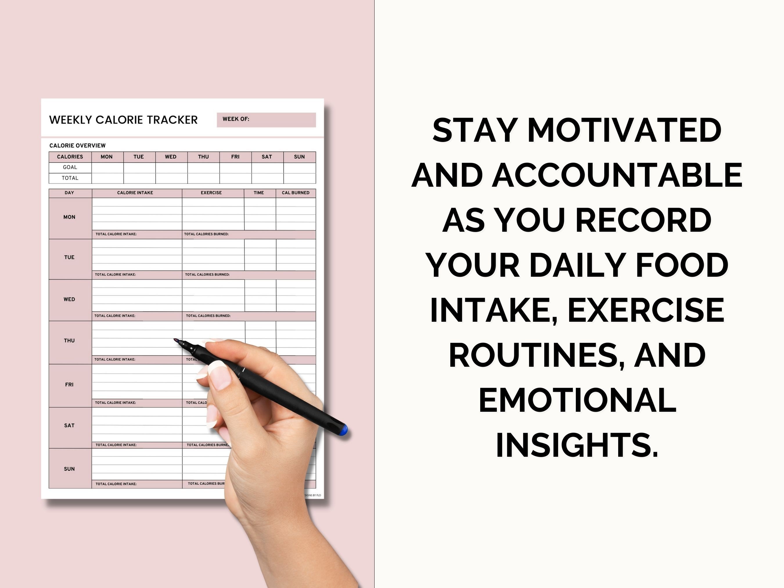 Calorie Deficit Journal Printable, Fitness Planner, Workout Planner ...