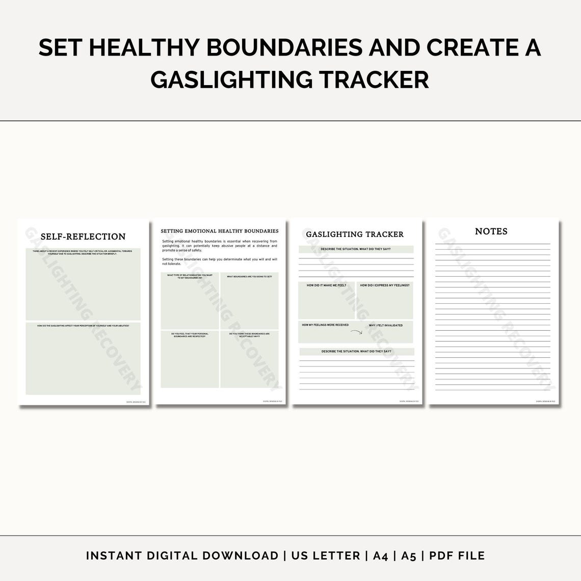 Gaslighting Recovery Workbook, Setting Boundaries, Boundaries Journal ...
