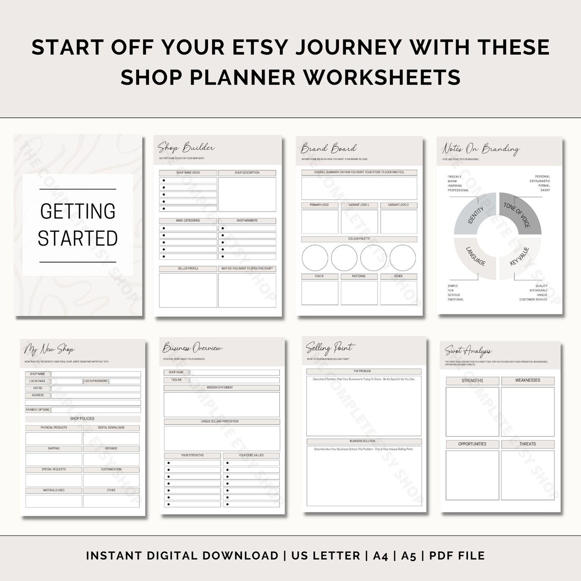 Etsy Shop Planner Printable, Etsy Business Plan, Etsy Seller Planner ...