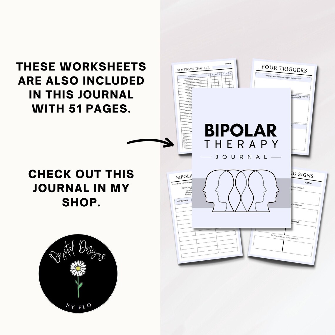 Bipolar Therapy Worksheets, Bipolar Journal Printable, Bipolar Disorder ...