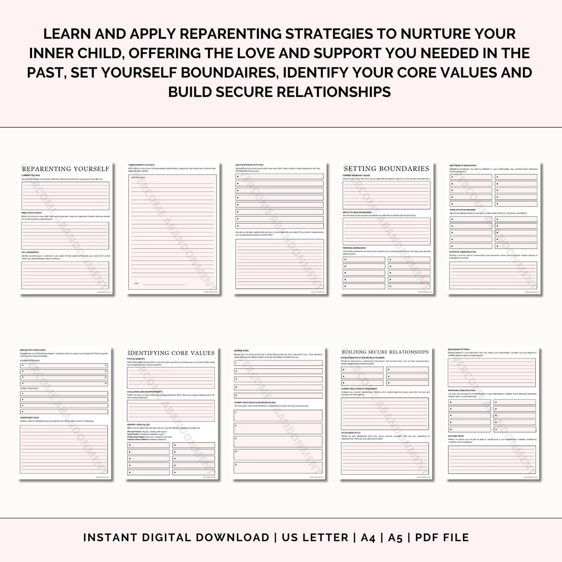 Abandonment Workbook, Attachment Styles, Inner Child Healing, Childhood ...