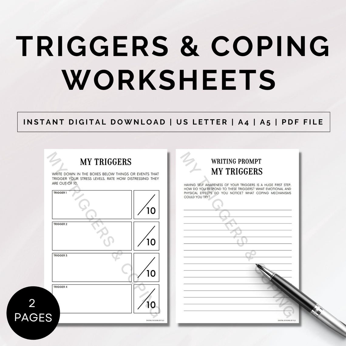 Triggers and Coping Worksheet Printable, Trigger Processing Worksheets ...