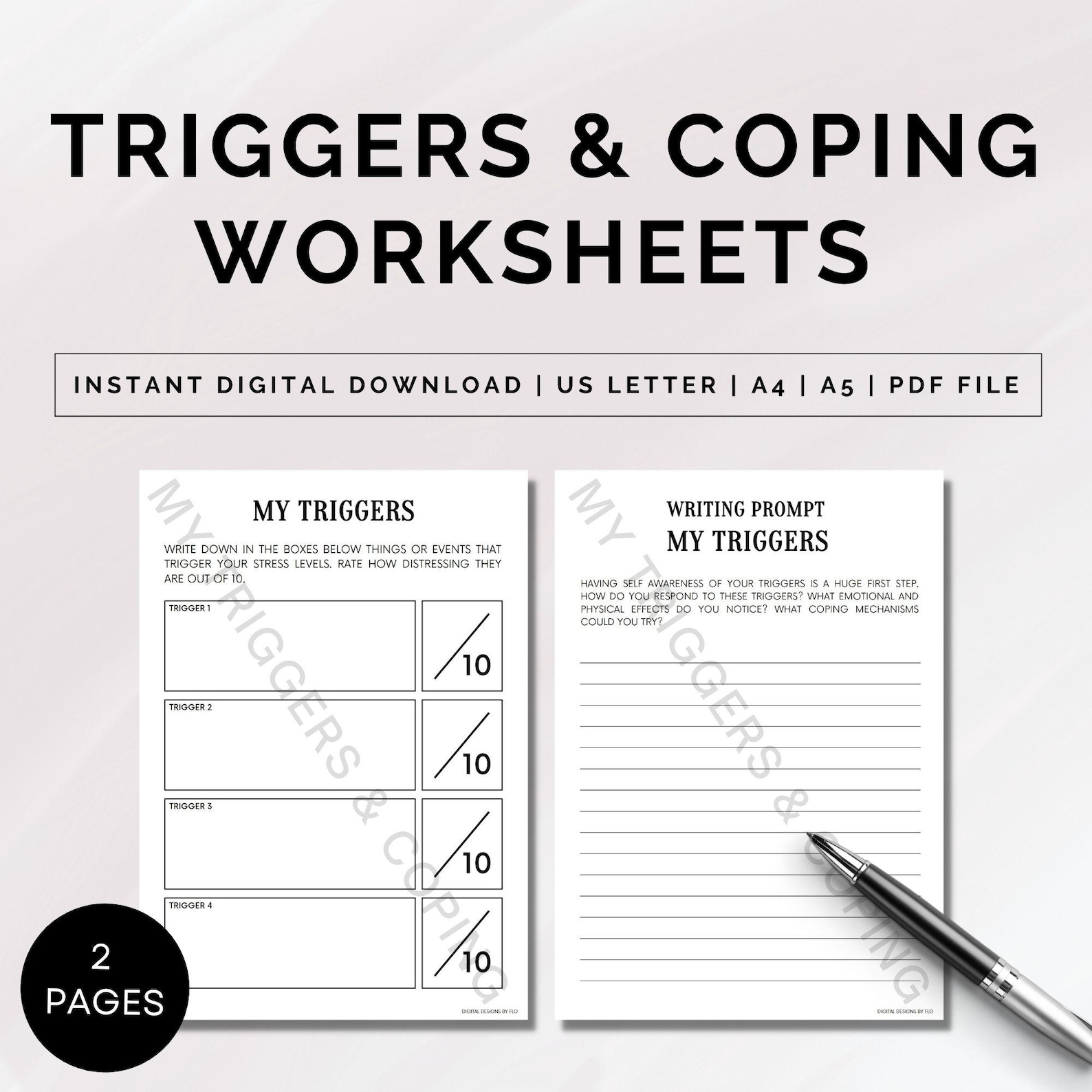 Triggers and Coping Worksheet Printable, Trigger Processing Worksheets ...