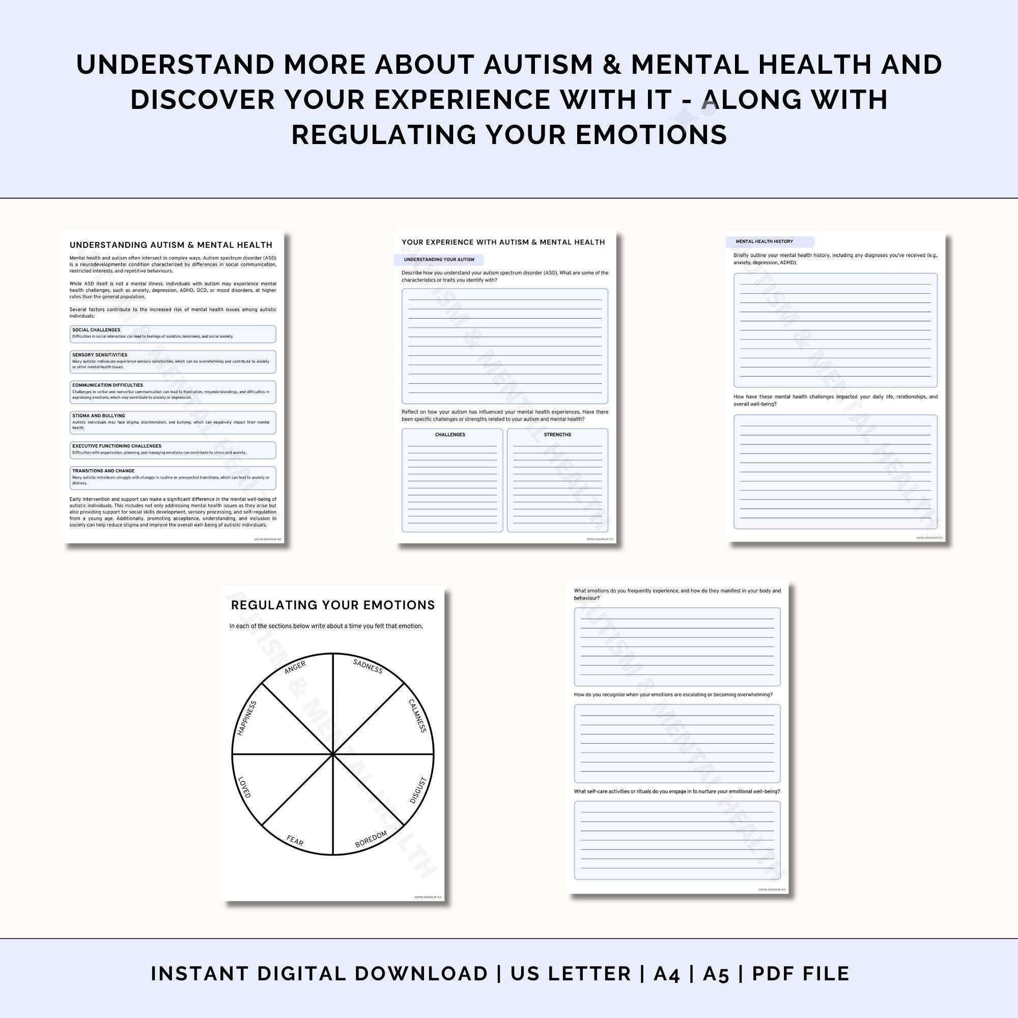 Workbook for Autism and Mental Health, Sensory Journal, Neurodivergent ...
