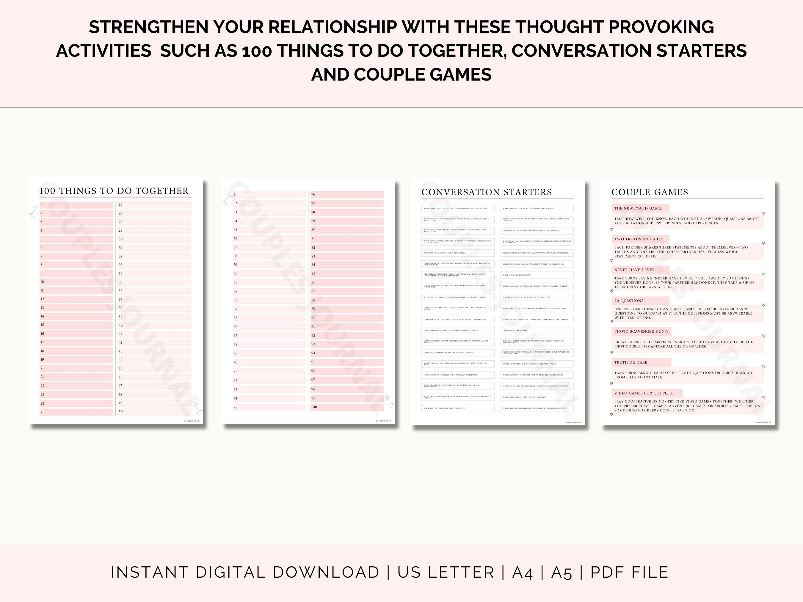 Printable Couple Journal, Relationship Planner, Relationship Goals ...