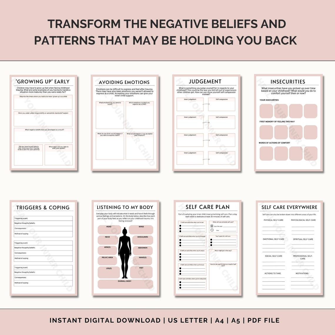 Inner Child Workbook Printable, Inner Child Healing, Therapy Resources ...