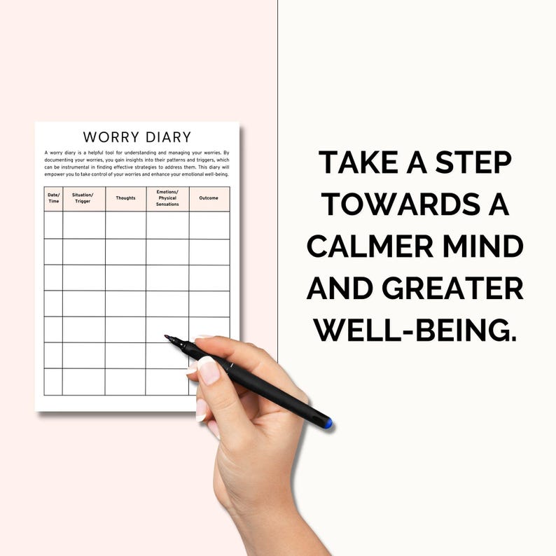 Managing Your Worries Worksheets, Anxiety Therapy Workbook, CBT ...