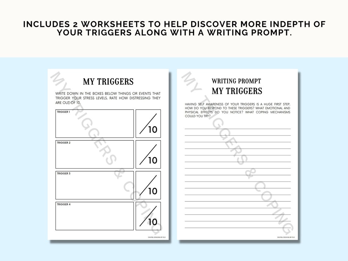 Triggers and Coping Worksheet Printable Trigger Processing Worksheets ...