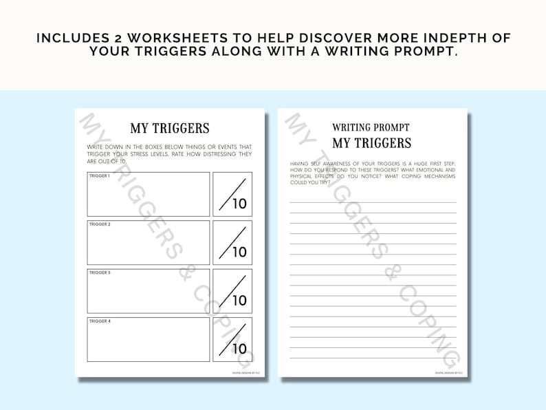 Triggers and Coping Worksheet Printable Trigger Processing Worksheets ...