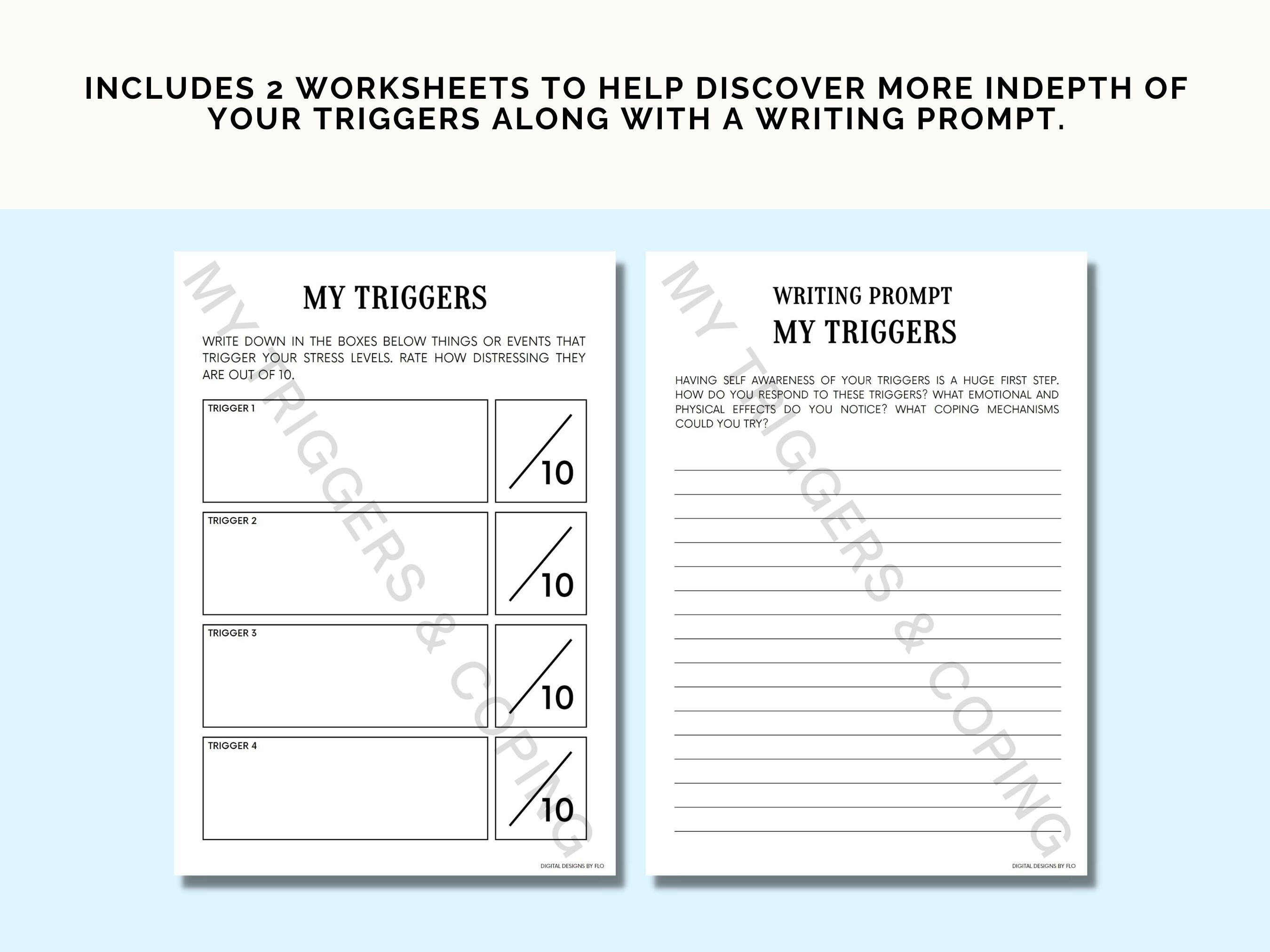 Triggers and Coping Worksheet Printable Trigger Processing Worksheets ...