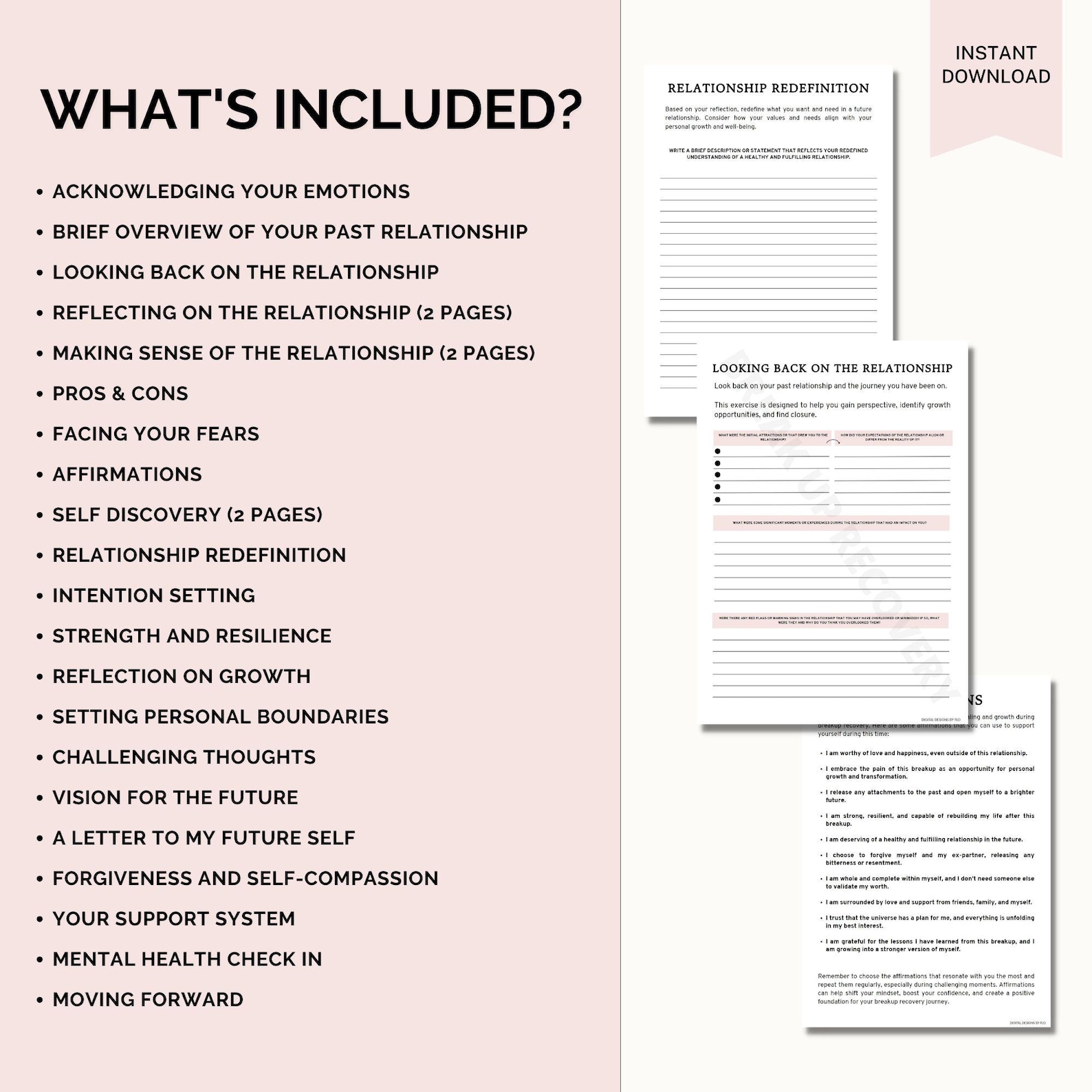 Breakup Processing Journal for Self Care, Breakdown Worksheets, Breakup ...