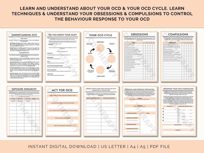 OCD Workbook, OCD Therapy Planner Printable, Obsessive Compulsive ...