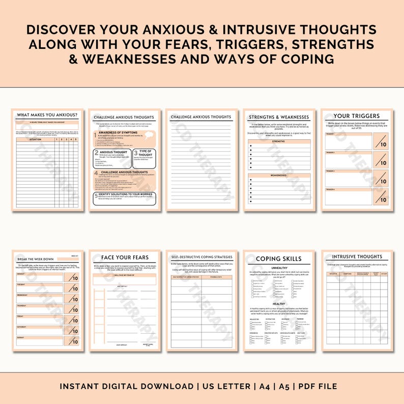 OCD Workbook, OCD Therapy Planner Printable, Obsessive Compulsive ...
