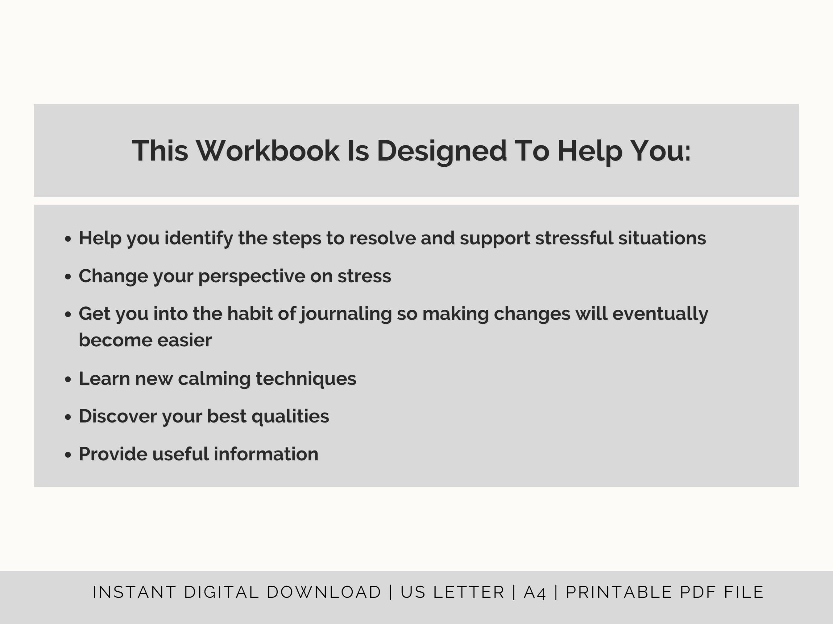 Workbook for Stress Management Stress Anxiety Stress - Etsy UK