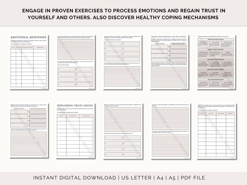 Betrayal Trauma Workbook Printable, Trauma Healing Journal, Therapy ...
