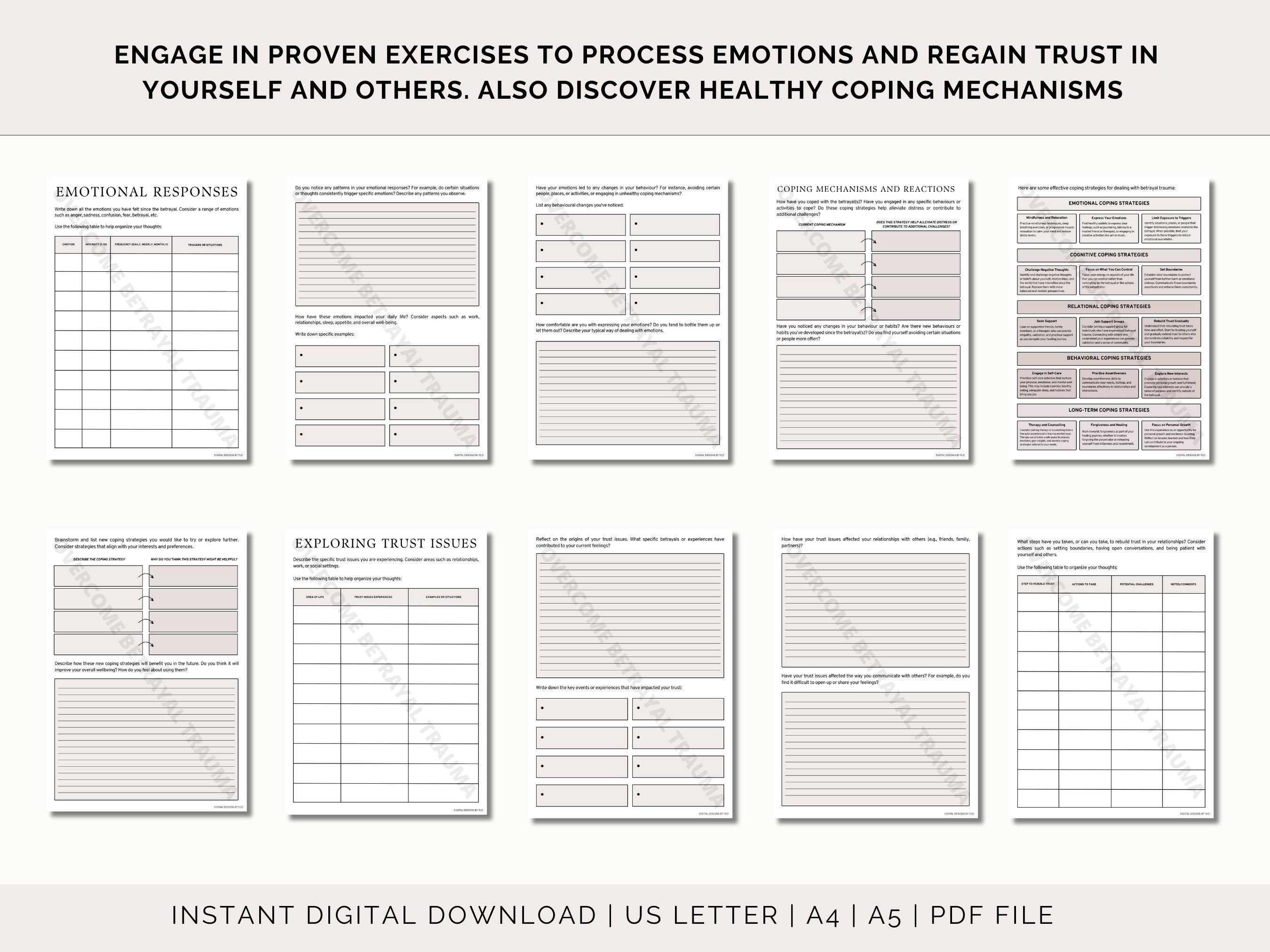 Betrayal Trauma Workbook Printable, Trauma Healing Journal, Therapy ...
