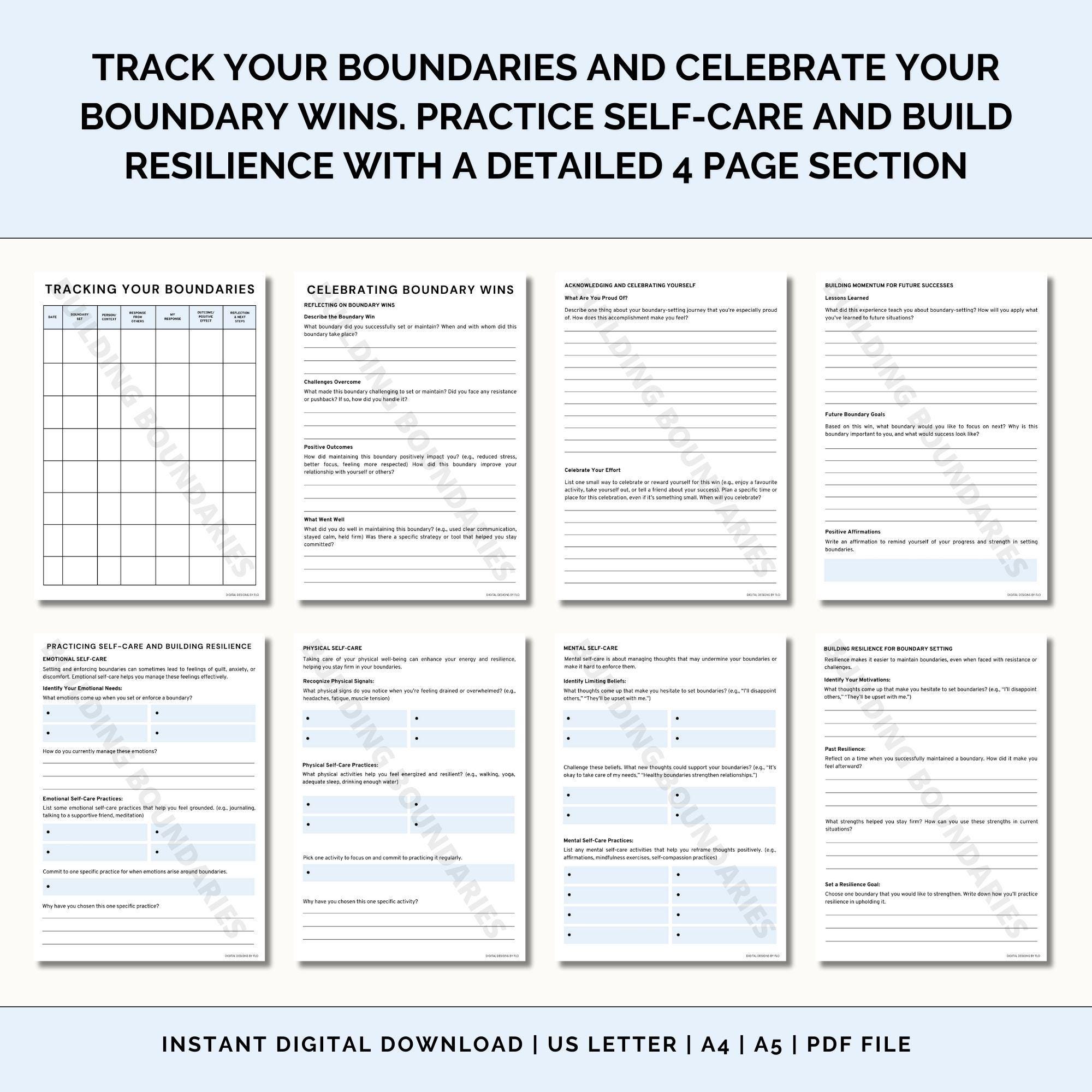 Boundaries Worksheets, Personal Boundary Setting Workbook, Therapy ...