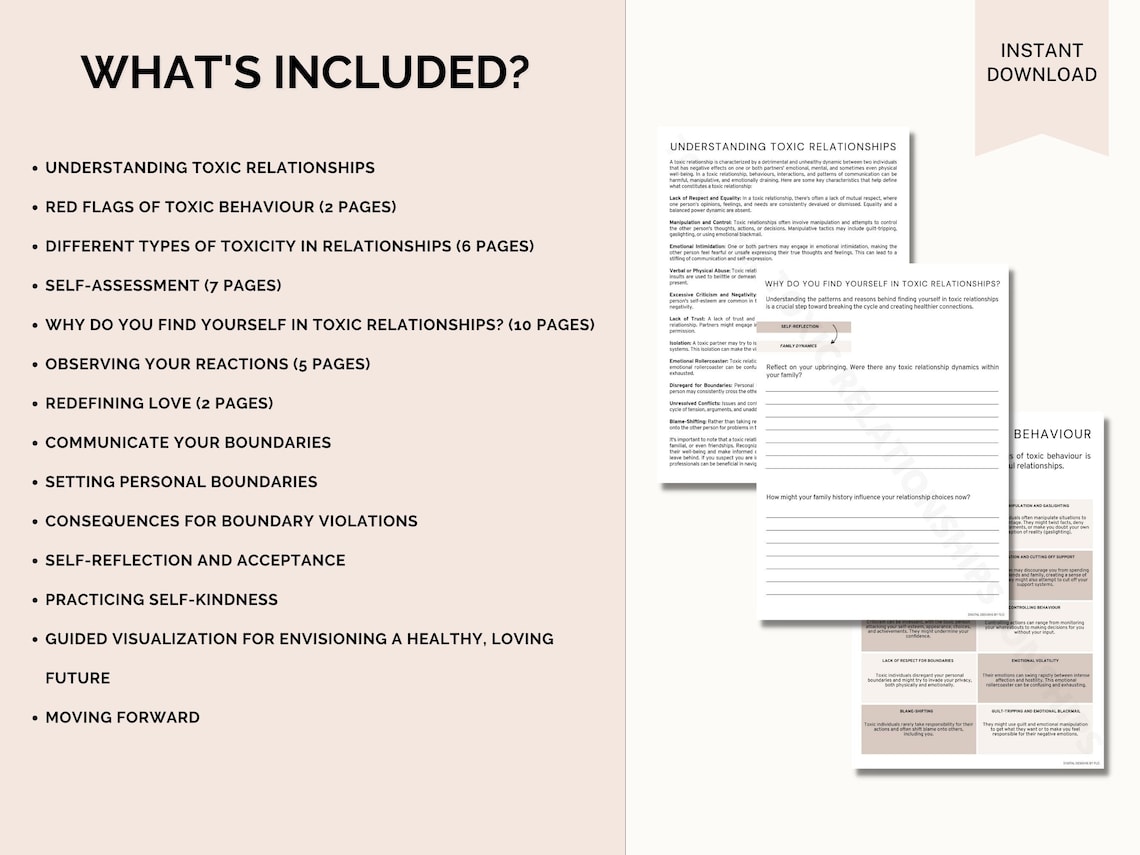 Toxic Relationship Workbook, Breakdown Worksheets, Relationship Therapy ...