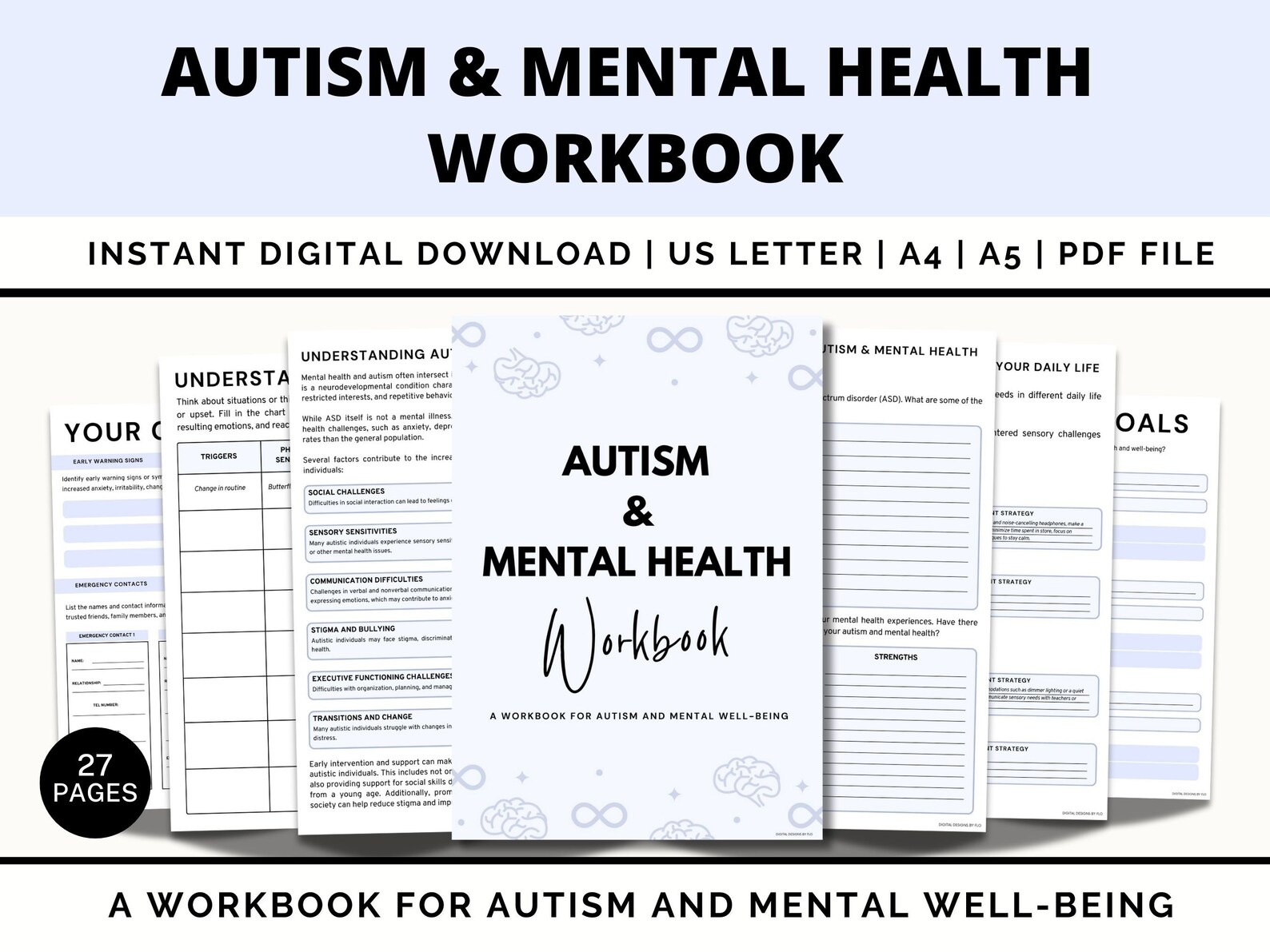 Workbook for Autism and Mental Health, Sensory Journal, Neurodivergent ...