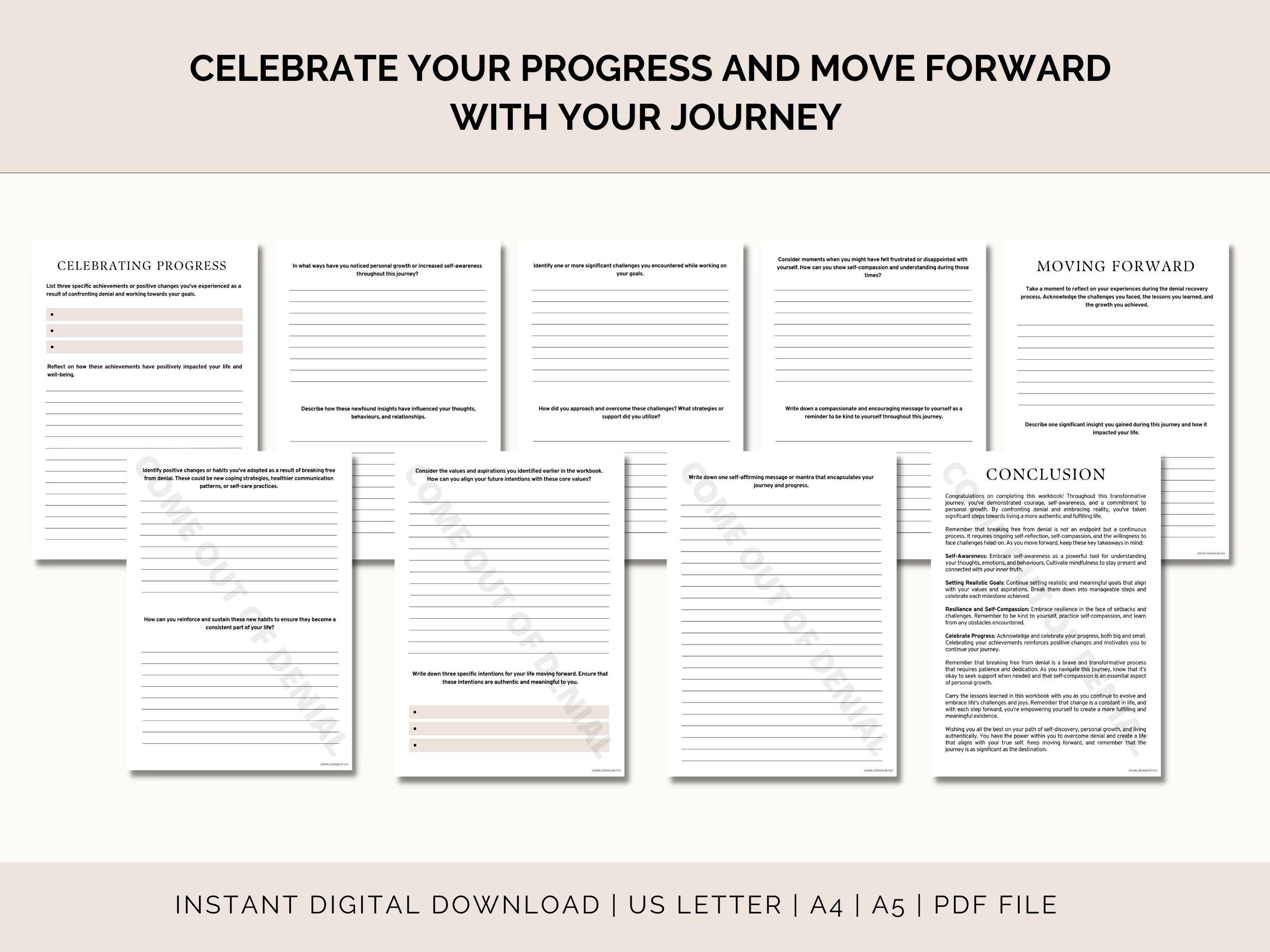 Managing Denial Workbook, Boundaries Workbook, Self Help, CBT Coping ...