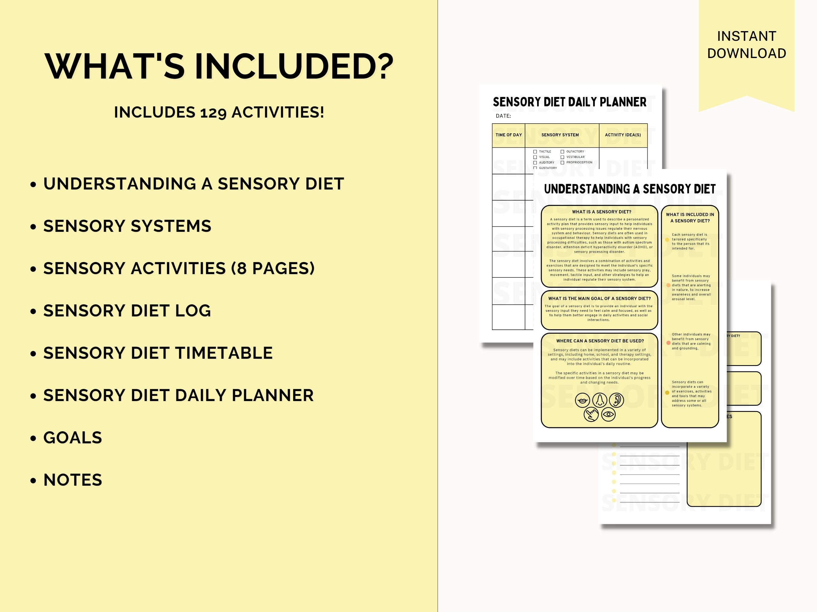 Sensory Diet Planner for Autism, ADHD, Sensory Processing Disorder ...