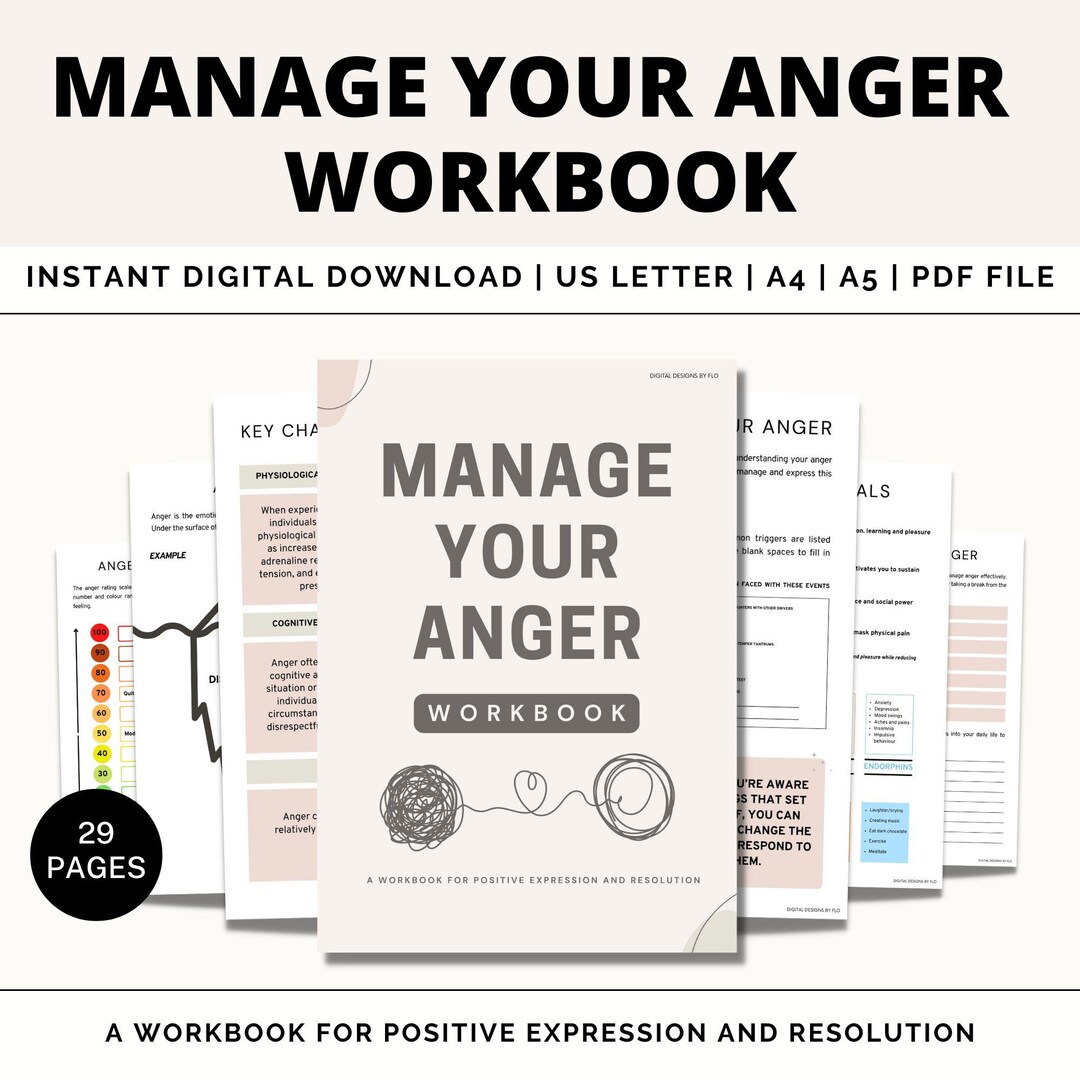 Anger Management Workbook, Anger Worksheets, CBT Worksheets, Therapy ...
