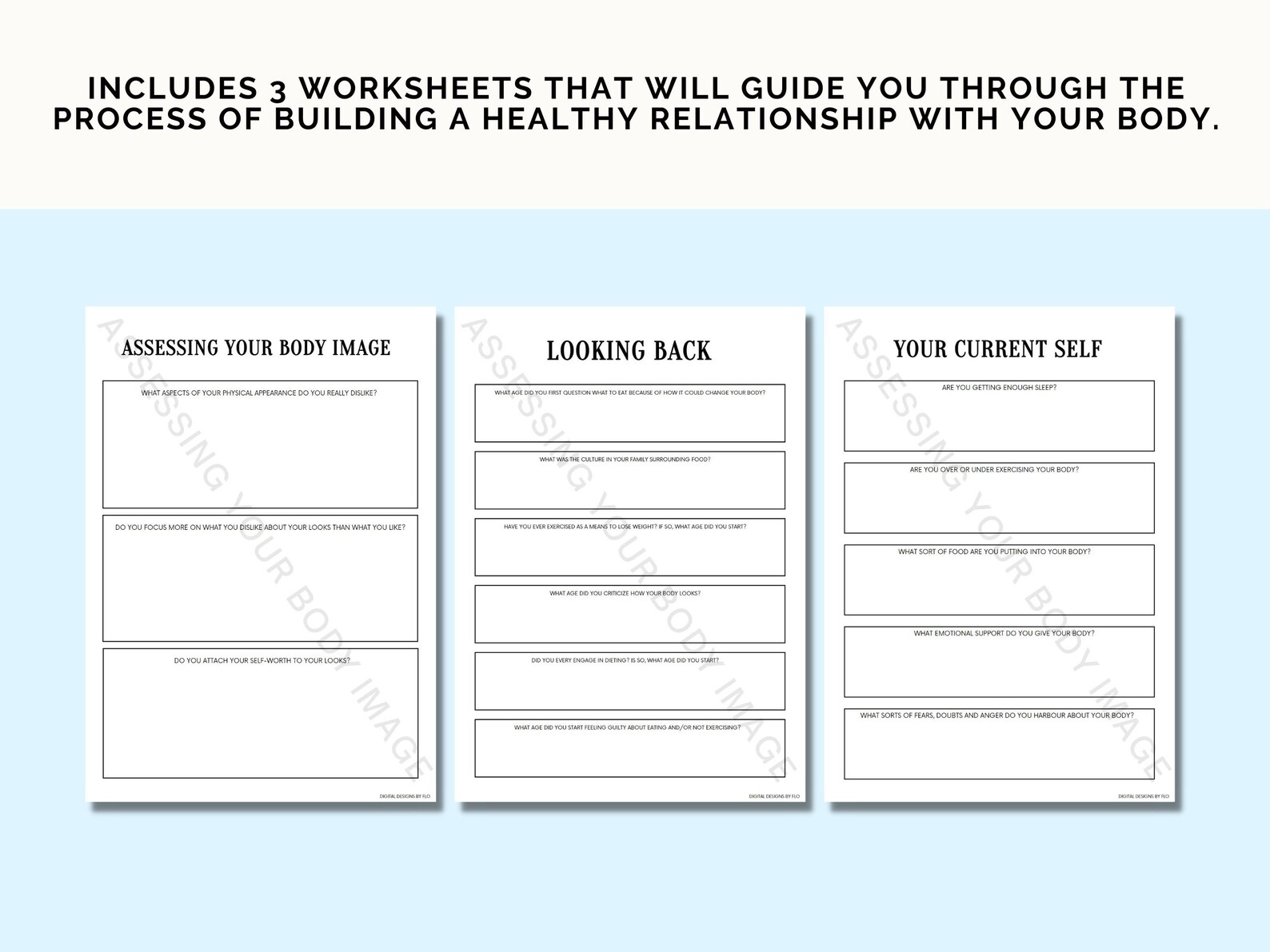 Body Image Worksheets, Body Positivity Workbook, Therapy Worksheet ...