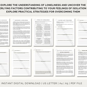 Overcome Loneliness Workbook Printable, Dealing With Loneliness, People ...