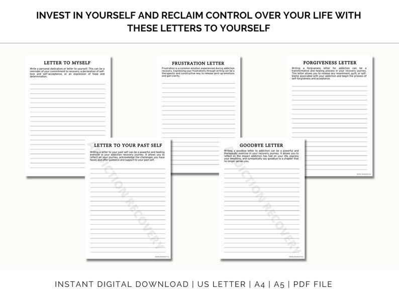 Addiction Recovery Worksheets Printable, Addiction Recovery Journal ...