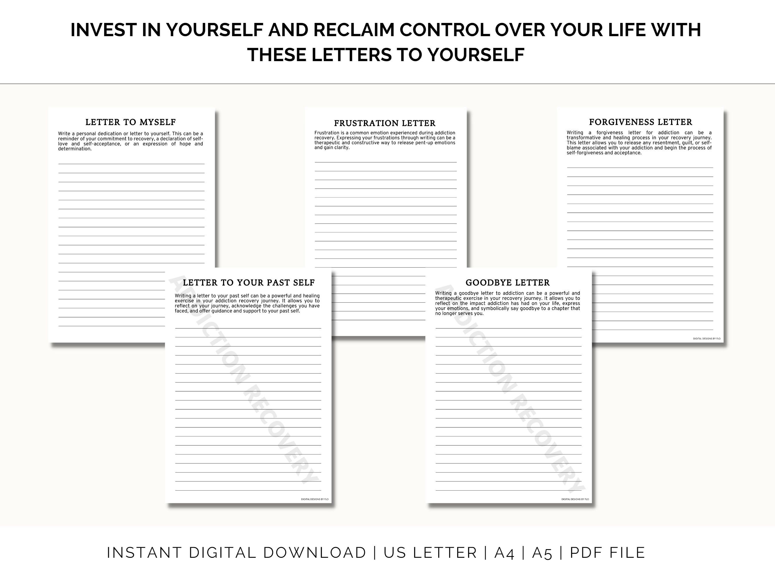Addiction Recovery Worksheets Printable, Addiction Recovery Journal ...