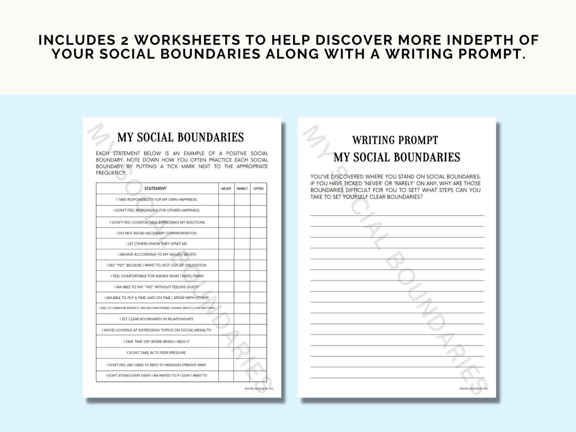 Printable Social Boundaries Worksheet, Setting Boundaries, Social ...