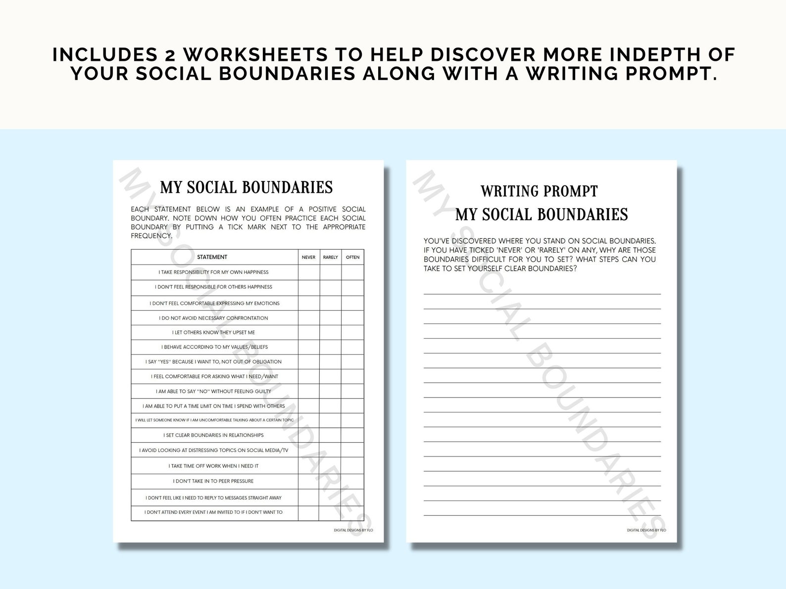 Printable Social Boundaries Worksheet, Setting Boundaries, Social ...