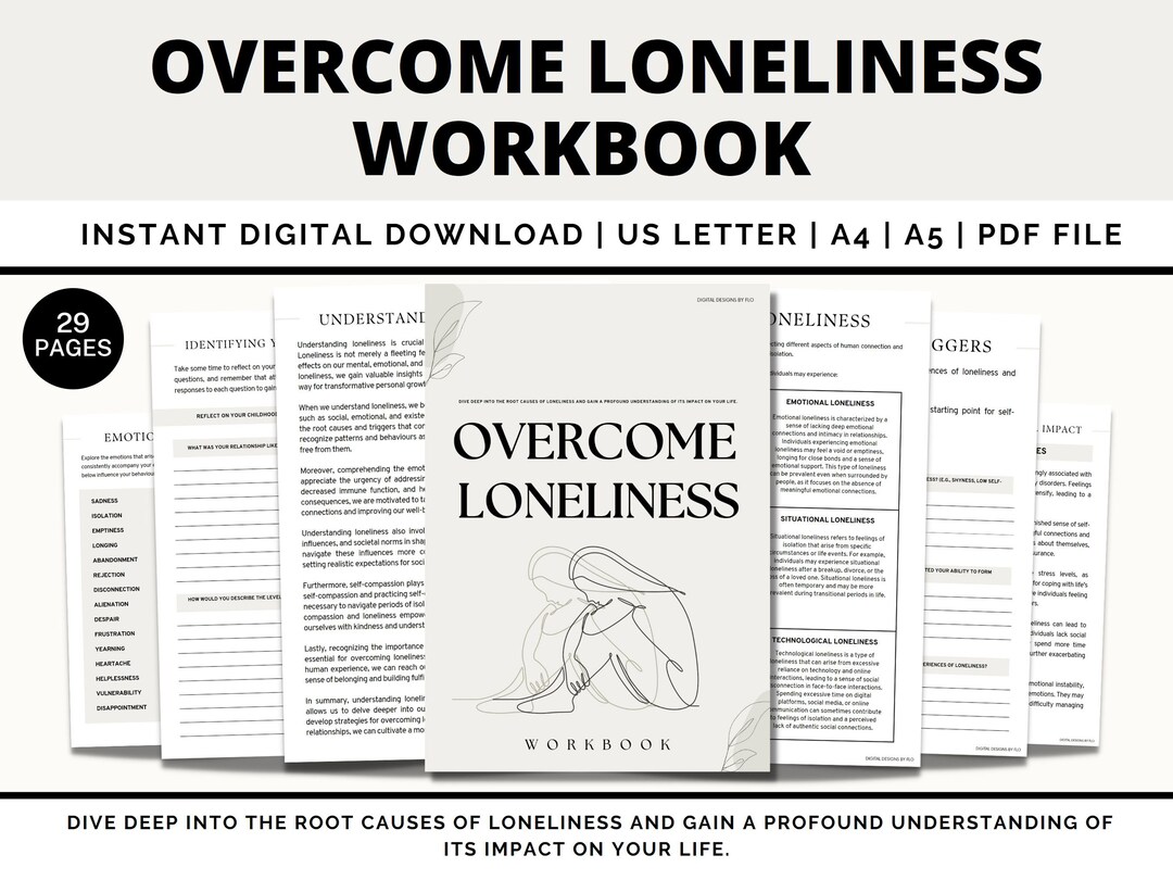 Overcome Loneliness Workbook Printable, Dealing With Loneliness, People ...