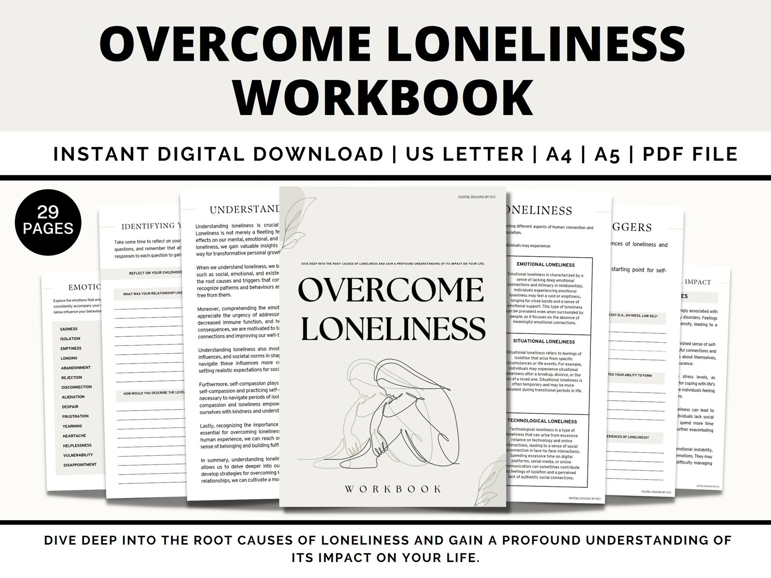 Overcome Loneliness Workbook Printable, Dealing With Loneliness, People ...