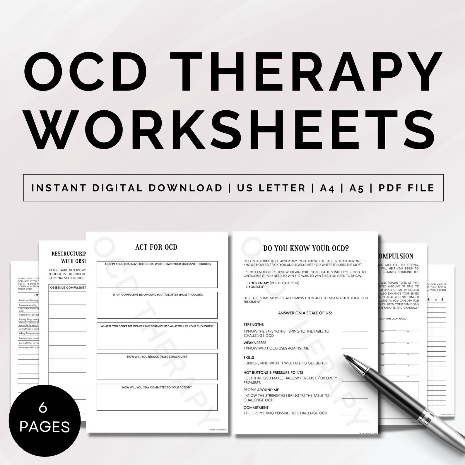 OCD Therapy Worksheets, ERP Self-help Strategies, Exposure Therapy ...