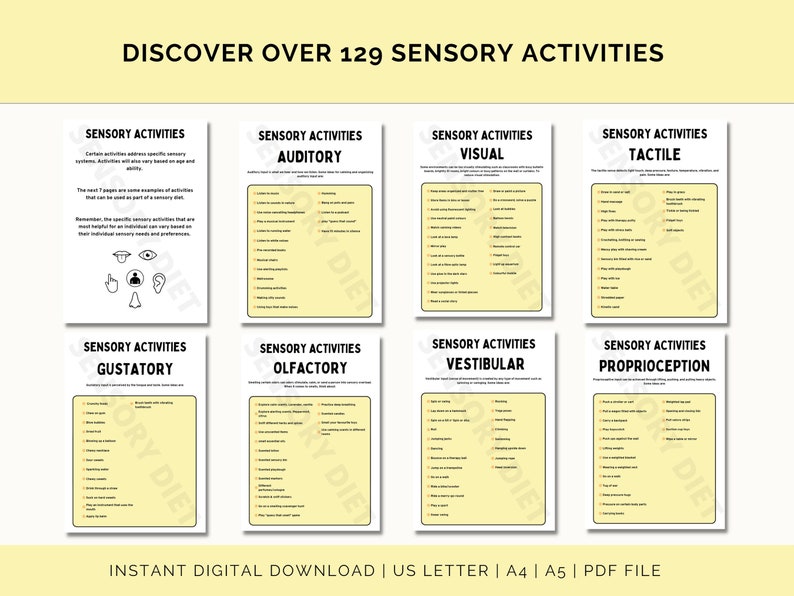 Sensory Diet Planner for Autism ADHD Sensory Processing - Etsy
