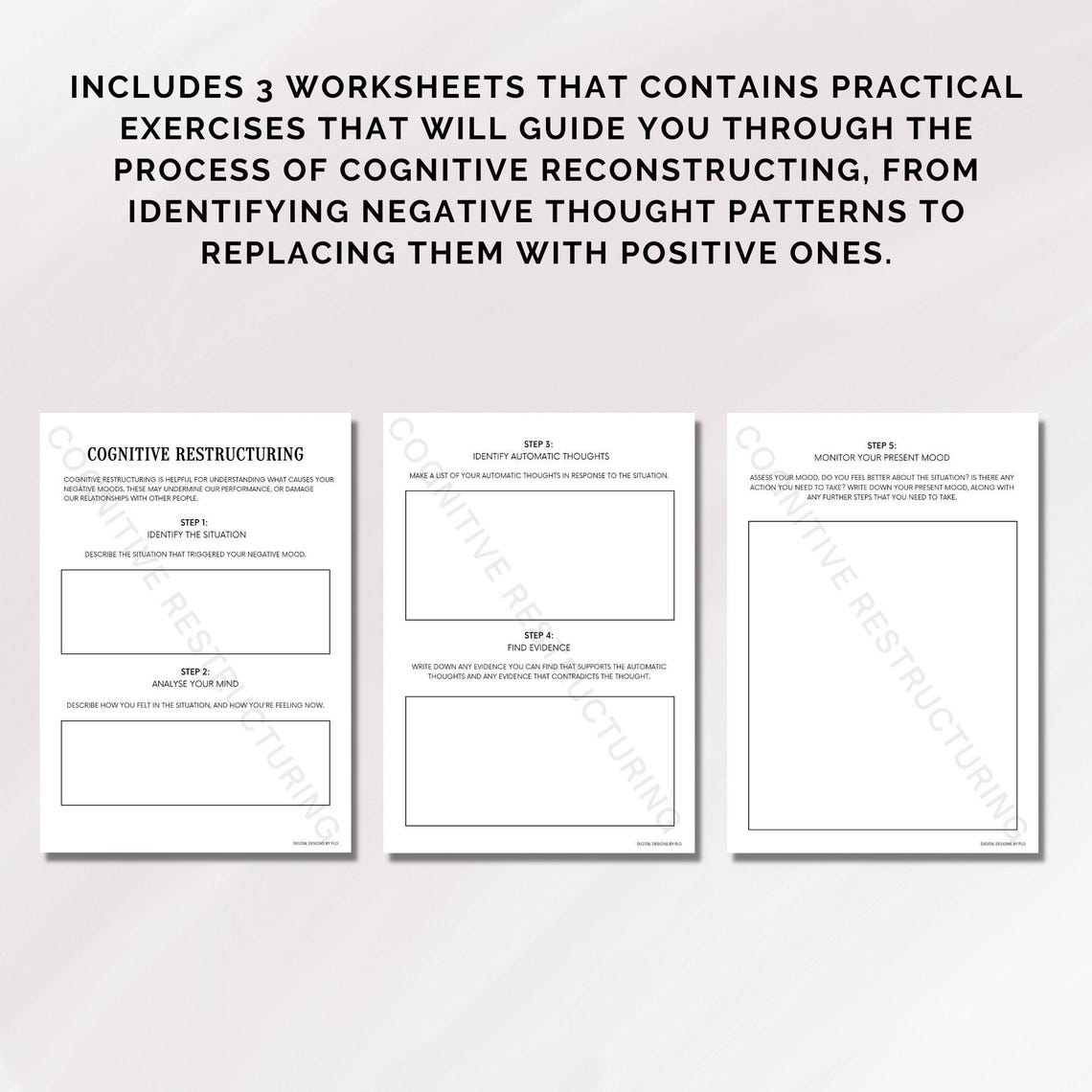 Cognitive Restructuring Worksheets, CBT Worksheets, Cognitive ...
