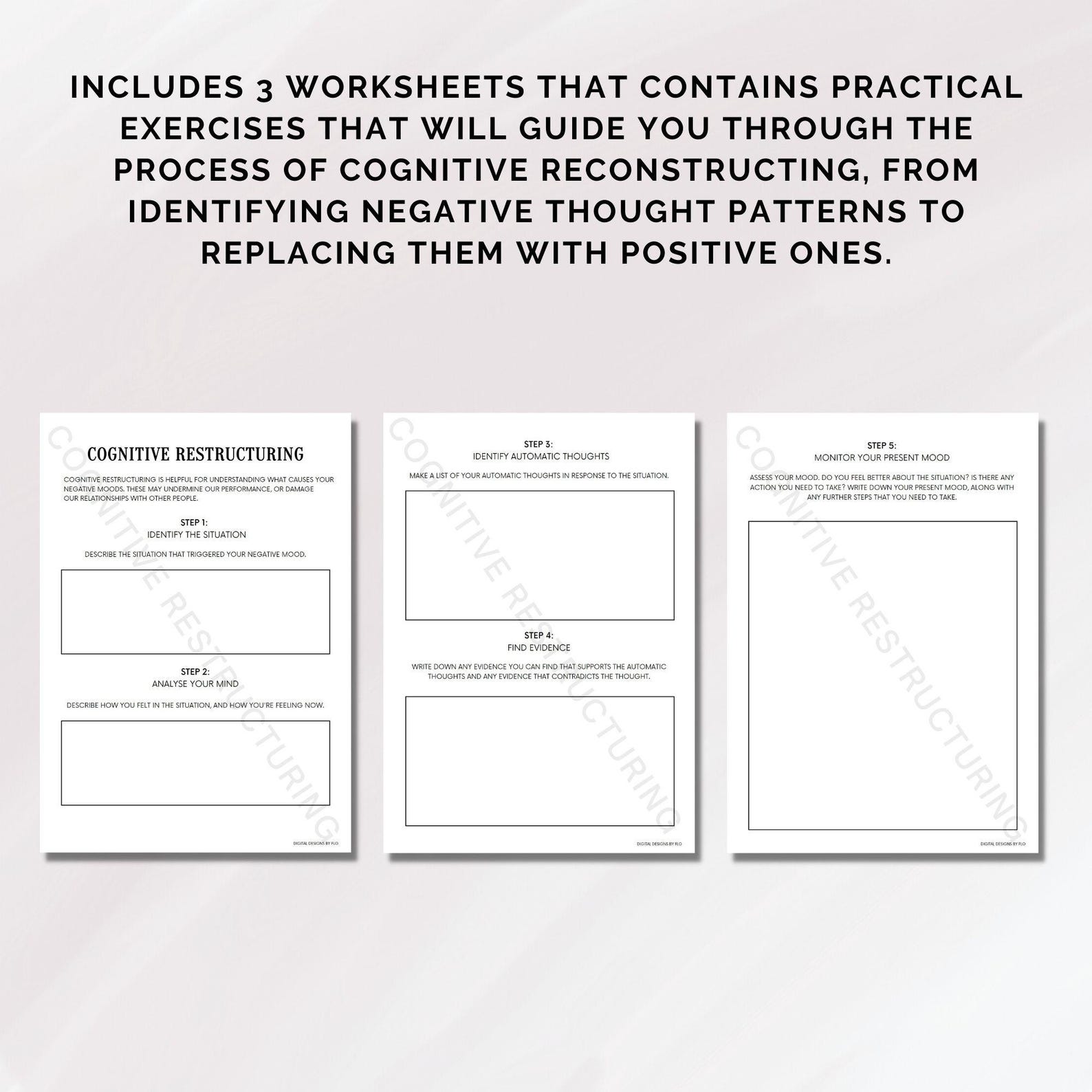 Cognitive Restructuring Worksheets, CBT Worksheets, Cognitive ...