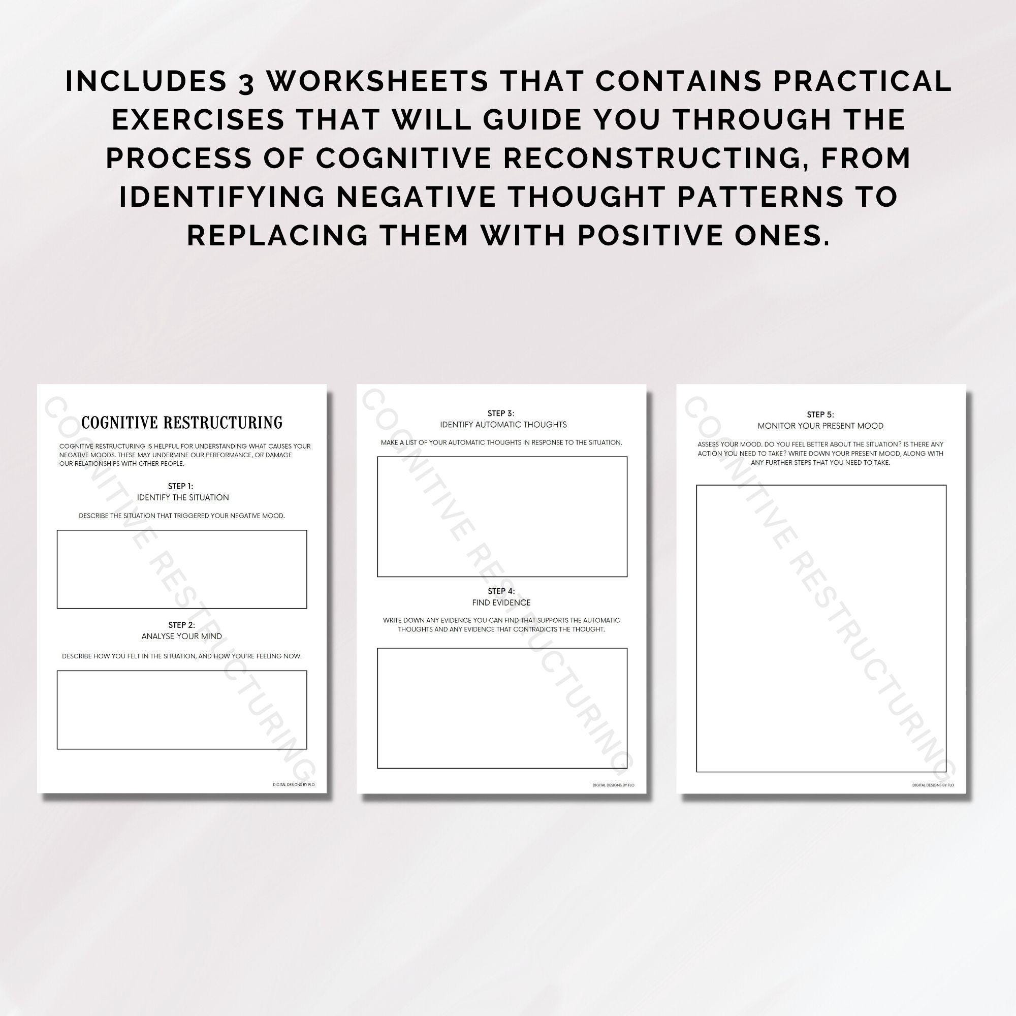Cognitive Restructuring Worksheets, CBT Worksheets, Cognitive ...