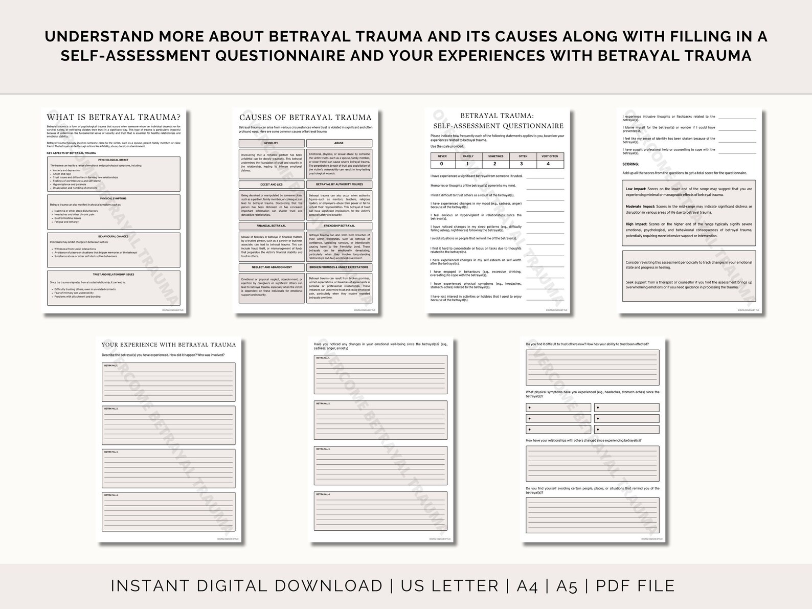 Betrayal Trauma Workbook Printable, Trauma Healing Journal, Therapy ...