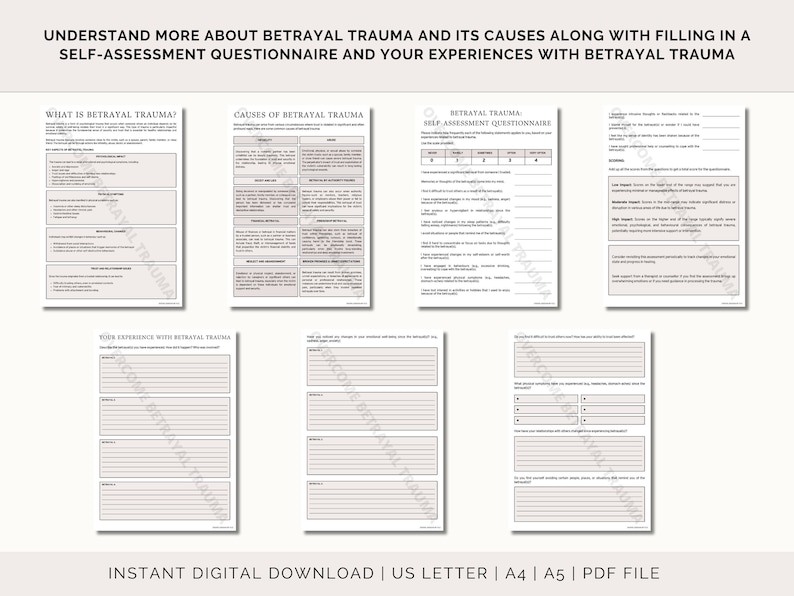 Betrayal Trauma Workbook Printable, Trauma Healing Journal, Therapy ...