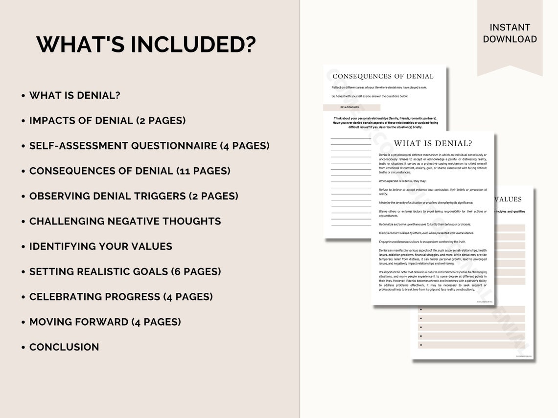 Managing Denial Workbook, Boundaries Workbook, Self Help, CBT Coping ...