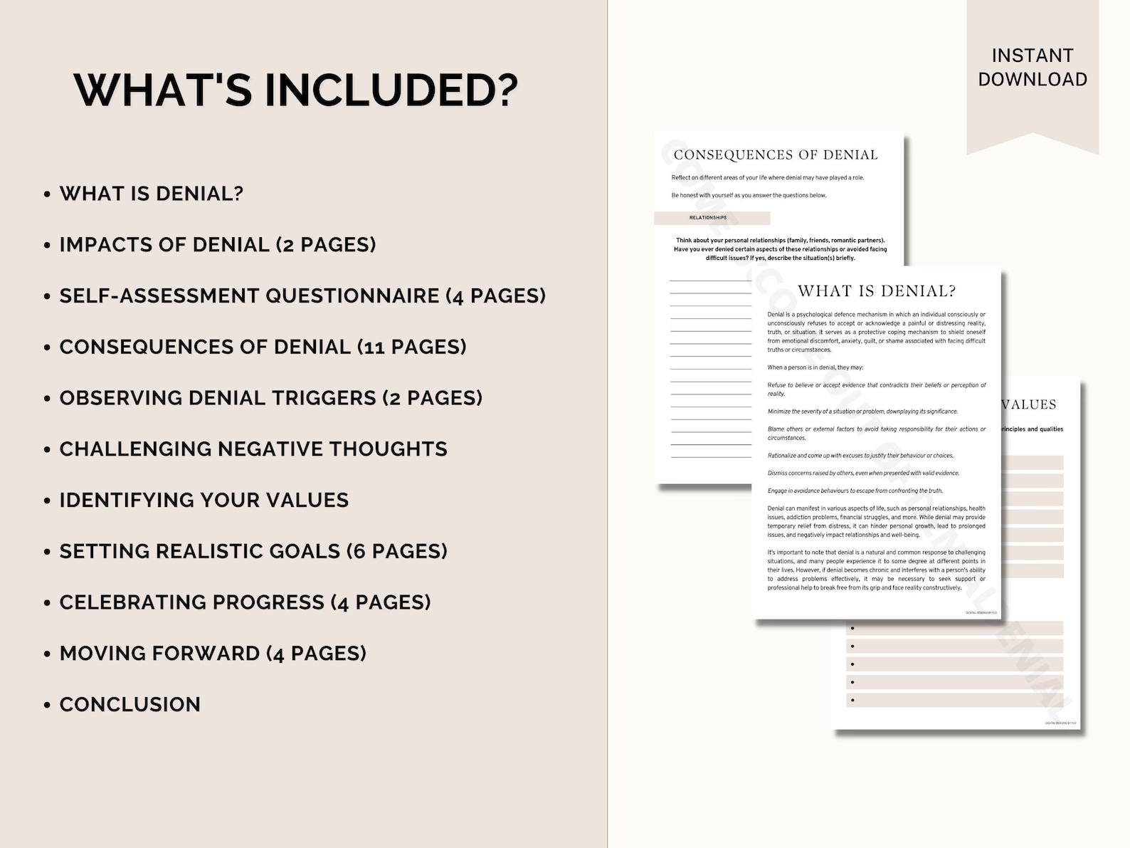 Managing Denial Workbook, Boundaries Workbook, Self Help, CBT Coping ...