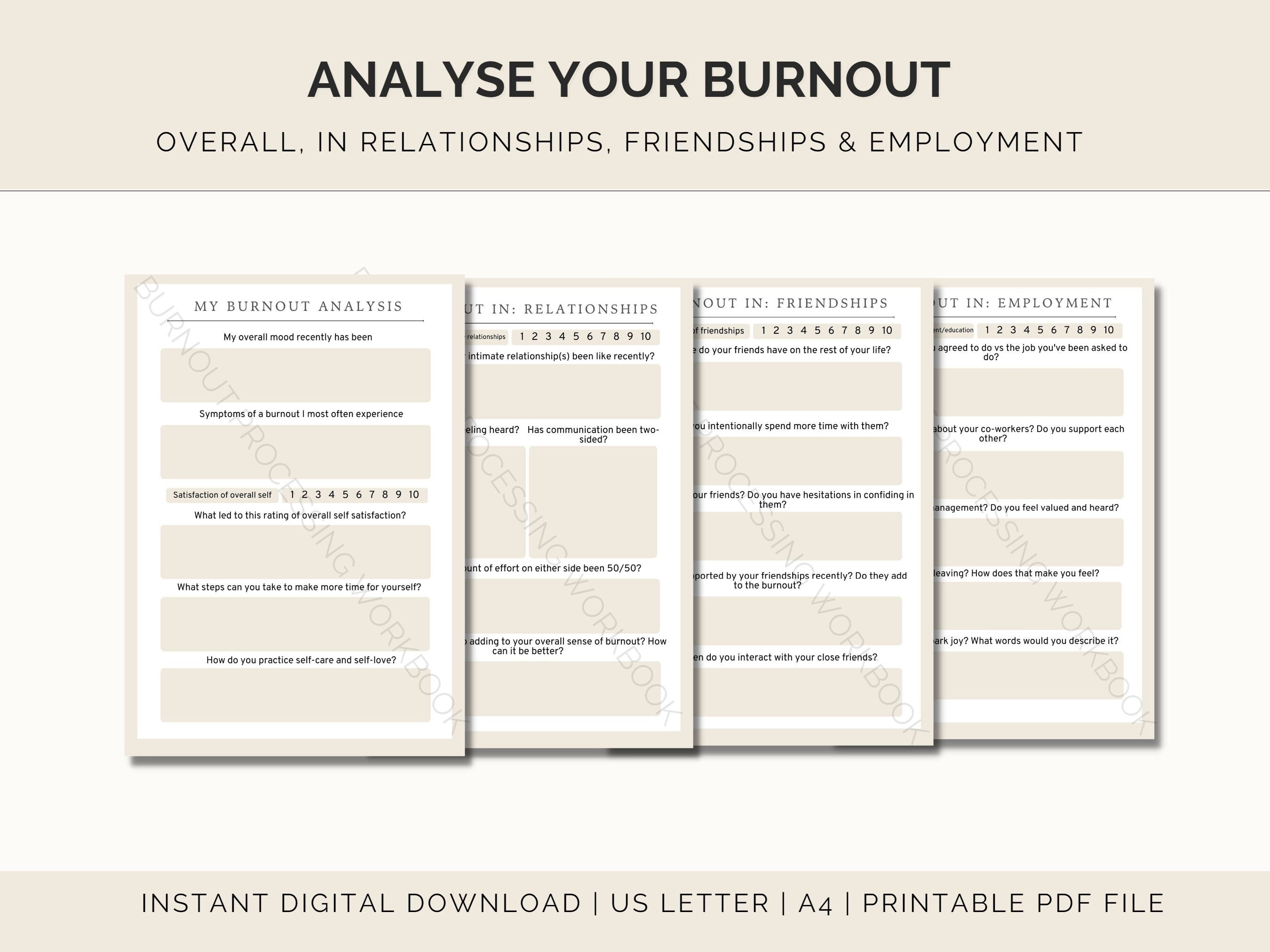 Burnout Journal Printable Burnout Workbook Stress - Etsy