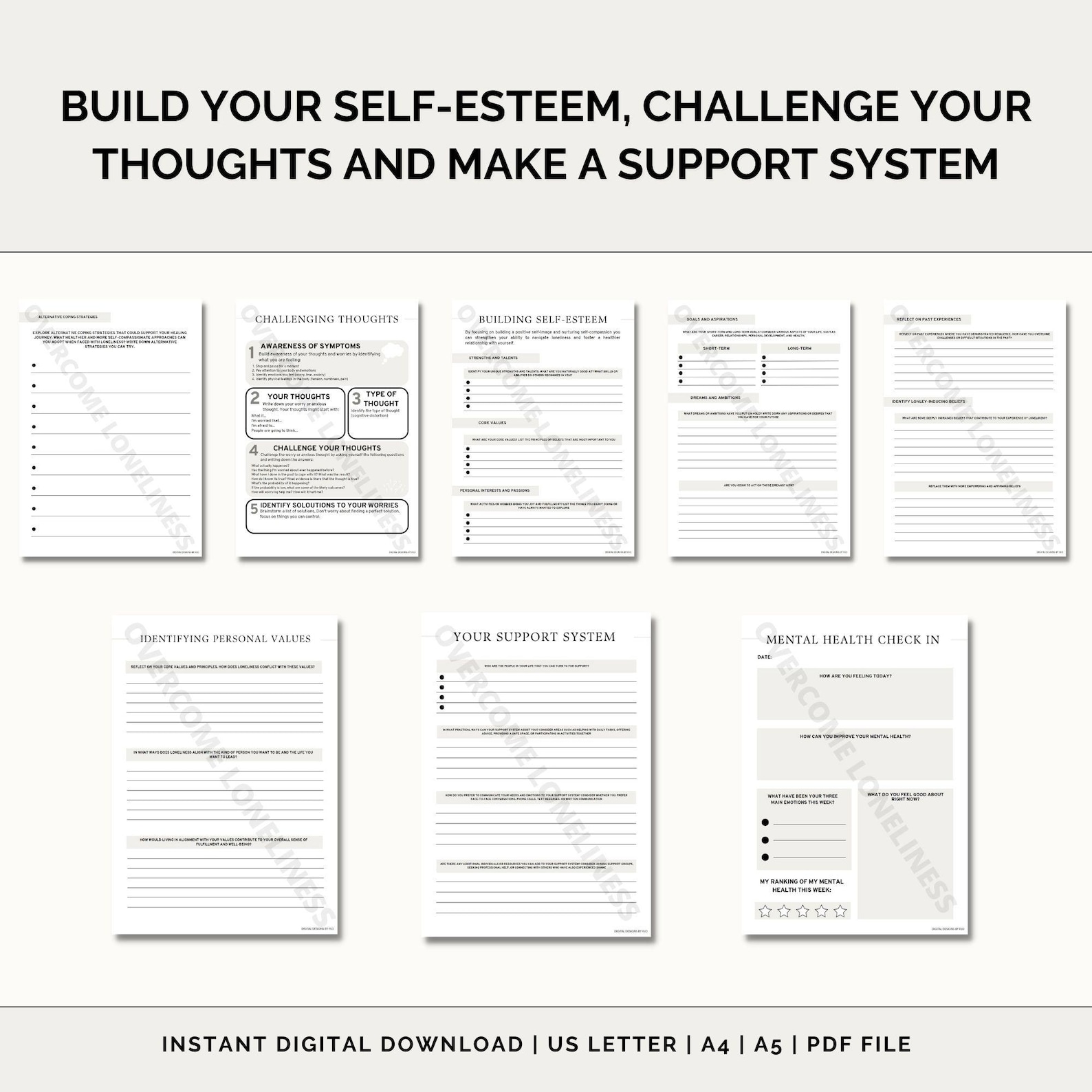 Overcome Loneliness Workbook Printable, Dealing With Loneliness, People ...
