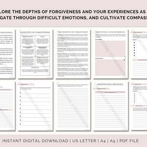 Forgiveness Workbook Printable, Forgiveness Worksheet, Forgiveness ...